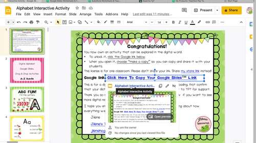 Alphabet Digital Interactive Google Slides™ Literacy Center PreK ...
