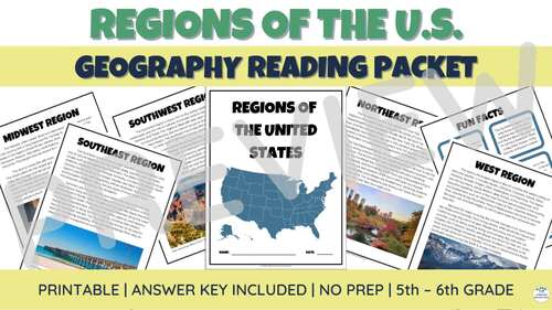 5th-6th Grade Regions of the United States Social Studies US Reading ...
