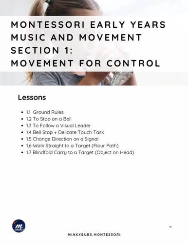 Montessori Early Years Music Curriculum Part 1 Movement to Music Manual ...