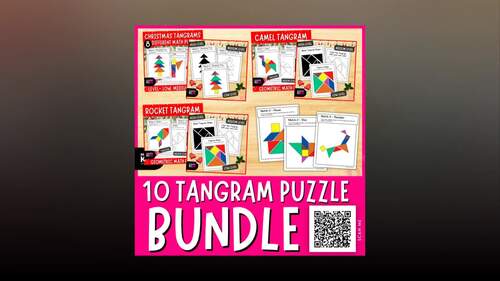 10 Tangram Math Puzzles Activities Bundle - Printable Geometry Practice ...
