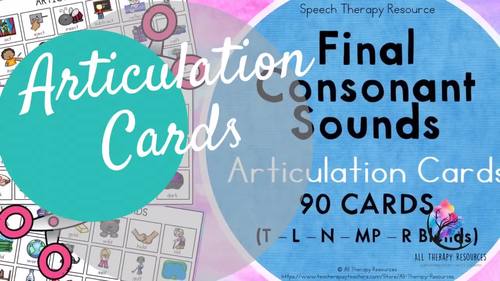 Final Consonant Sounds - T, L, N, R, M Blends - Articulation Cards