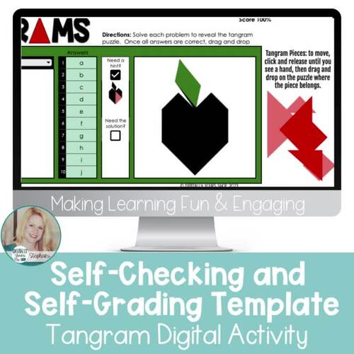Editable Self-Checking Self-Grading Tangram Task Card Commercial ...