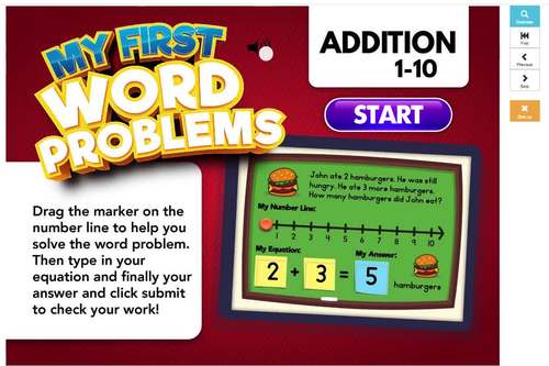 Kindergarten First Grade Math Word Problems • Digital Task Cards • Boom ...