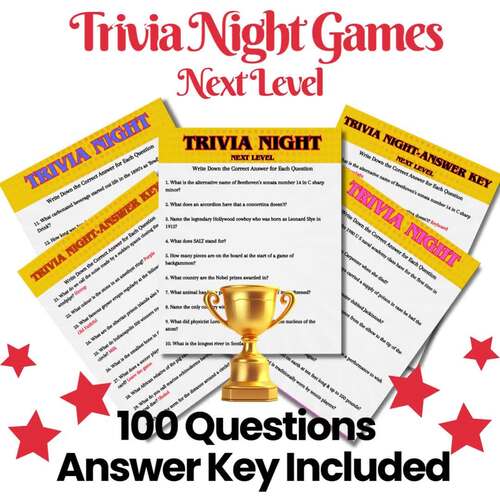 Trivia Next Level: 100-Question Printable Pub Trivia Game-Adults & High ...