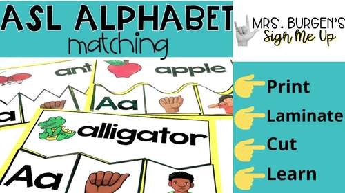 ASL Alphabet Matching by Mrs Burgen's Sign Me Up | TPT