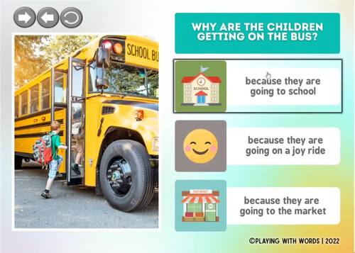 Back to School Answering Why Questions Speech Therapy BOOM™ CARDS