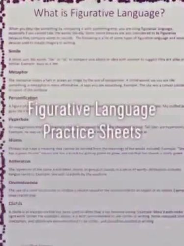 Figurative Language Worksheets - Similes, Metaphors, Idioms and Easel