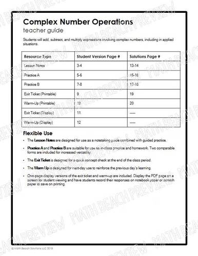Complex Number Operations Lesson by Math Beach Solutions | TpT