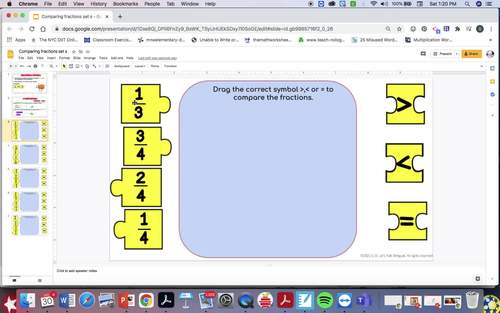 Comparing fractions - Equivalent Fractions - Activities - Google Classroom