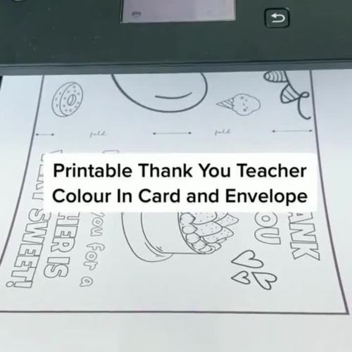 Printable Thank You Teacher Colour in Card and Envelope, Happy Teacher ...