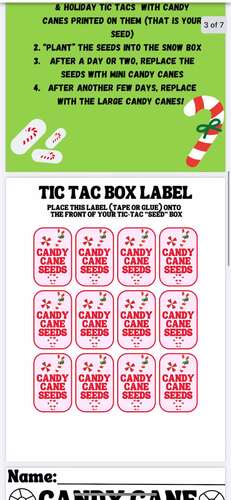 Candy Cane Seeds Activity | Growing Candy Canes | Winter Holiday Writing