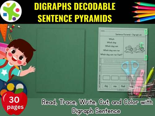 Digraph Decodable Sentence Pyramids | Phonics & Fluency Worksheets