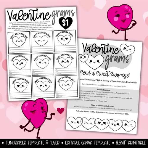 Valentine Grams Fundraiser Flyer, Black & White Coloring Valentine's ...