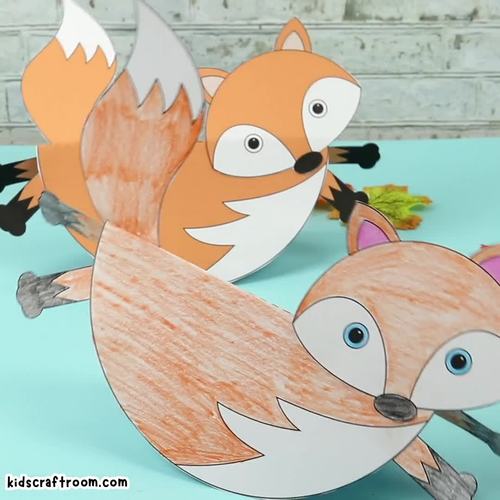 Rocking Fox Craft - Stem Activity, Cut and Glue Autumn Craft, Nocturnal ...