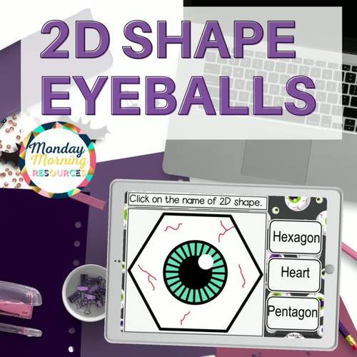 Halloween Maths 2D Shape Word Match Eyeball Boom Cards™ - Digital Resource