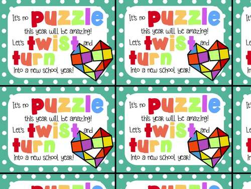 Twist Snake Cube/ Puzzle Beginning of Year Gift Tag- It's no puzzle ...