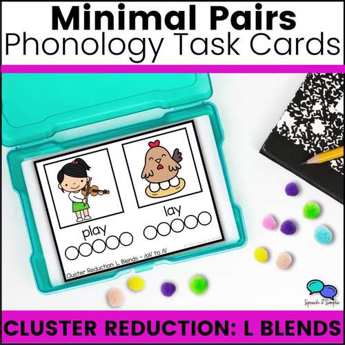 L Blends - Cluster Reduction - Minimal Pairs Task Cards - Phonology ...