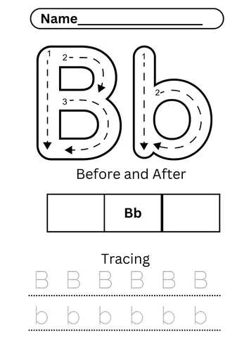 Alphabet Worksheets - Tracing, Before and After The Letter Activities