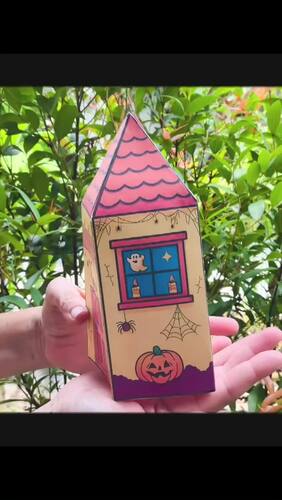 Halloween Paper Haunted House Craft | Spooky 3D Coloring Activity for Kids