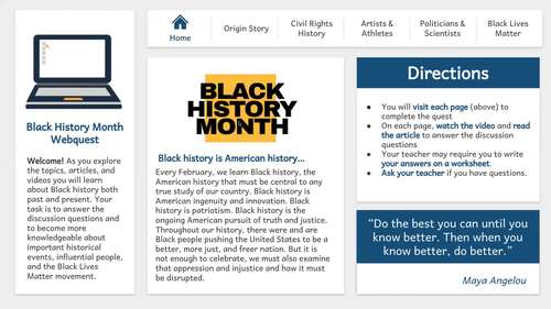 Black History Month Interactive Google Slides Webquest Independent Activity