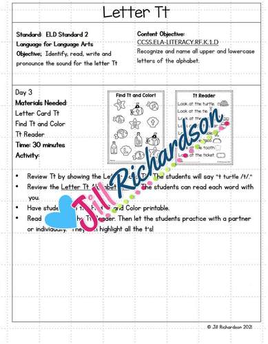 Alphabet Letter T The Science of Reading Preschool Kindergarten 1st ESL ...