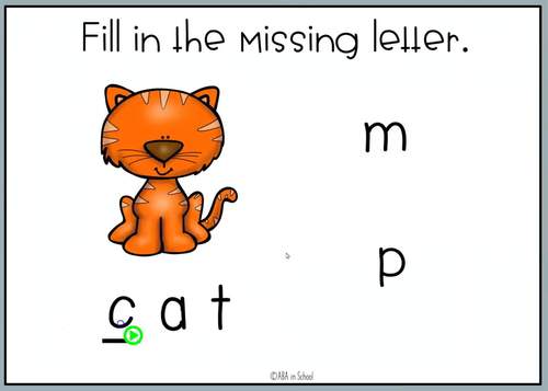Alphabet Activities Fill in Missing Letter CVC words BUNDLE | ABLLS T2
