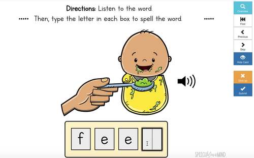 Spelling Long Vowel Words BOOM Cards™ Vowel Teams ee ie Audio | Spelling EE