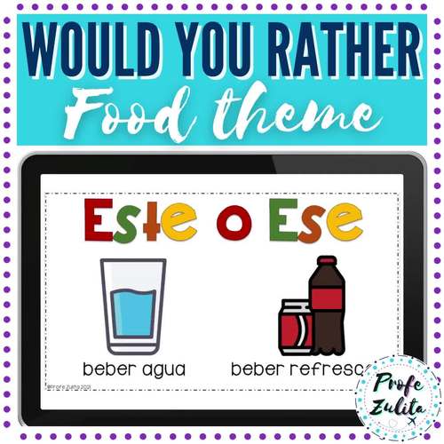 Spanish Food La Comida Vocabulary Would you Rather ¿Qué Prefieres ...