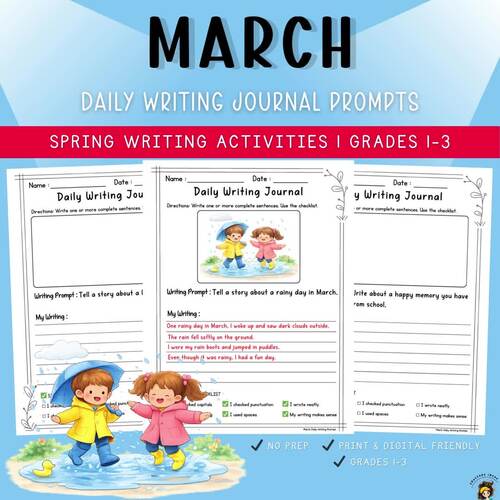 March Writing Prompts | Daily Writing Journal | Spring Writing ...