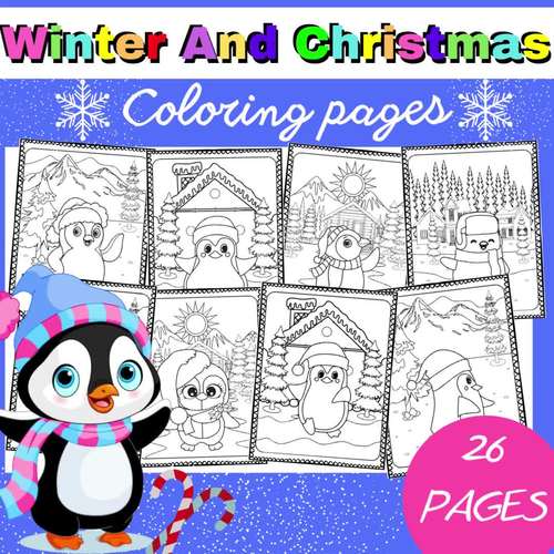Winter Penguin Coloring Sheets (Kindergarten) December Themed Coloring ...