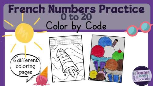 French Summer Coloring Pages - End of the Year - Number Practice 0-20