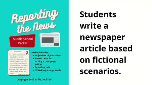 Reporting the News Middle School Packet | TPT