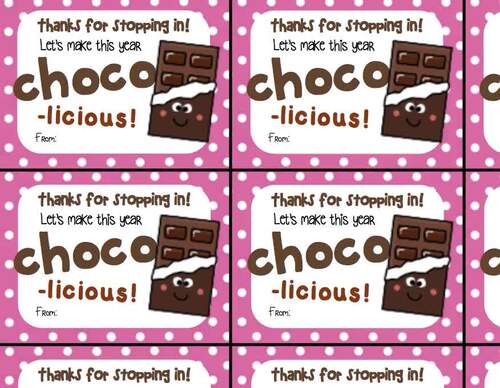 Cute Chocolate Bar Open House Gift Tag- Thanks for stopping in! Let's ...