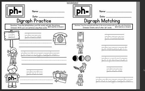 Ph Worksheet Packet - Digraphs Worksheets + Activities PreK ...