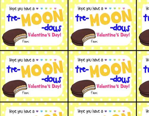 Moon Pie Valentine's Day Gift Tag- Hope you have a tre-MOON-dous ...