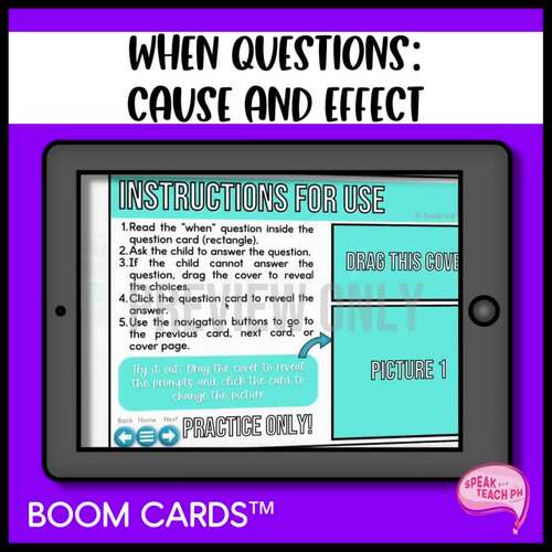 Cause and Effect When Questions No Prep Speech Therapy Boom Cards™