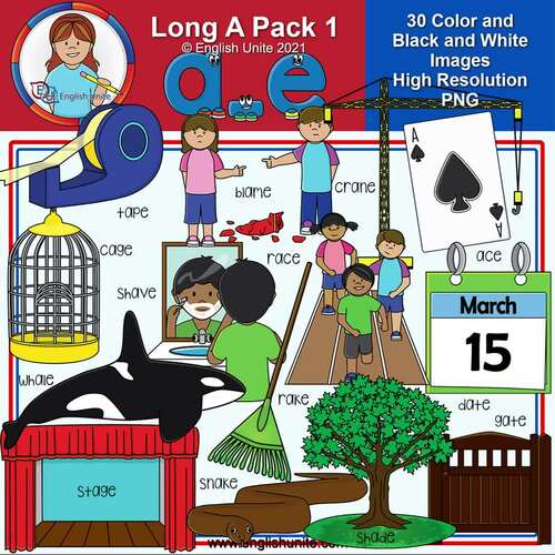 Clip Art - Vowel Teams Long A Vowel Bundle by English Unite Clip Art