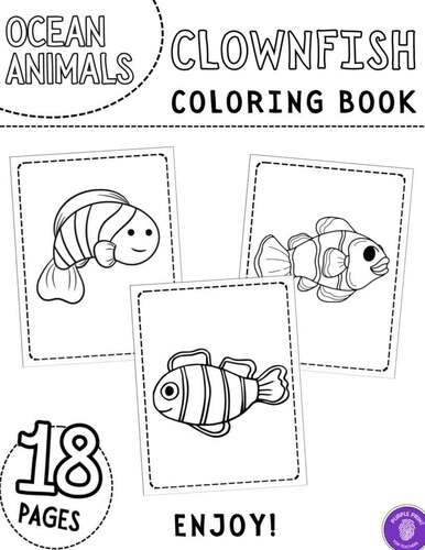 Ocean Animals Coloring Book Ocean Animal Unit CLOWNFISH Coloring Worksheets