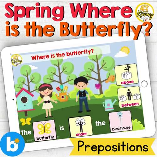 Spring Where is the Butterfly Prepositions Boom Cards by Teacher Kimmy