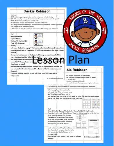 Jackie Robinson Black History Month Kindergarten First Second Grade ESL ...