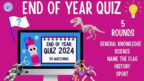 End of Year Summer Quiz Game Activity for Middle School- 50 Questions! End of Year Summer Quiz Game Activity for Middle School- 50 Questions!