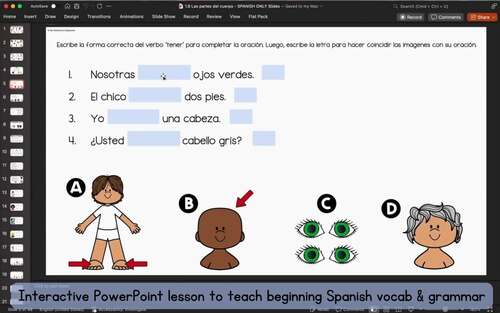 Body Parts | Beginner Elementary Spanish Lesson | Las partes del cuerpo 1.9