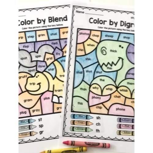 Color By Digraphs And Blends Worksheets by Terrific Teaching Tactics