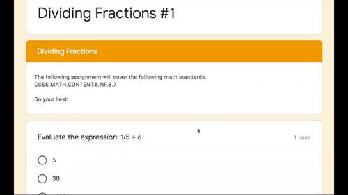Dividing Fractions Google Classroom™ Digital Quiz Set by Home Run Homeroom