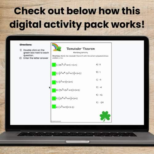 Algebra 2 St. Patricks No Prep Digital Review Activities | by ...
