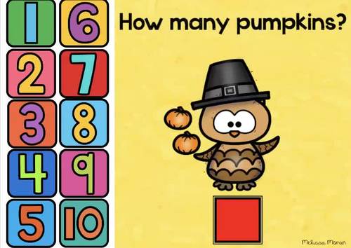 Thanksgiving Counting to 10 Print and Digital Google Slides™ Activities
