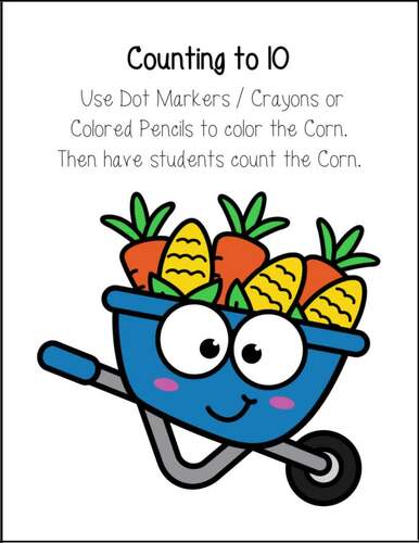 Fall Theme Activity - Corn Counting to Ten worksheet by Tiffany Allen
