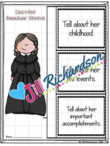 Biography Template Harriet Beecher Stowe Writing Women's History Month ESL
