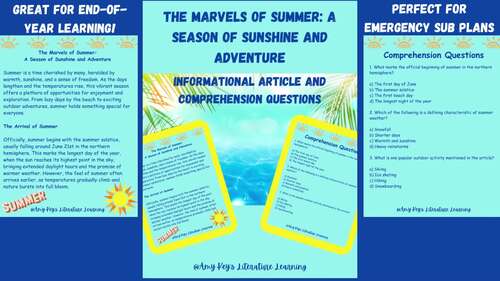 Summer Informational Text and Reading Comprehension Questions End of ...