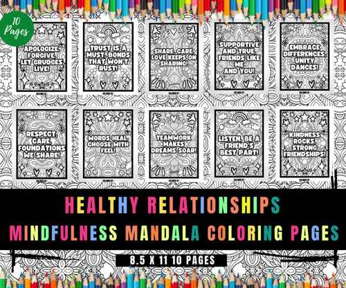 Healthy Relationships Door Decorations Saying, Word Wall Coloring Sheets